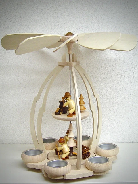 TEELICHT RIESEN PYRAMIDE für 6 Teelichter bestückt mit 3 Figuren 35 cm ...