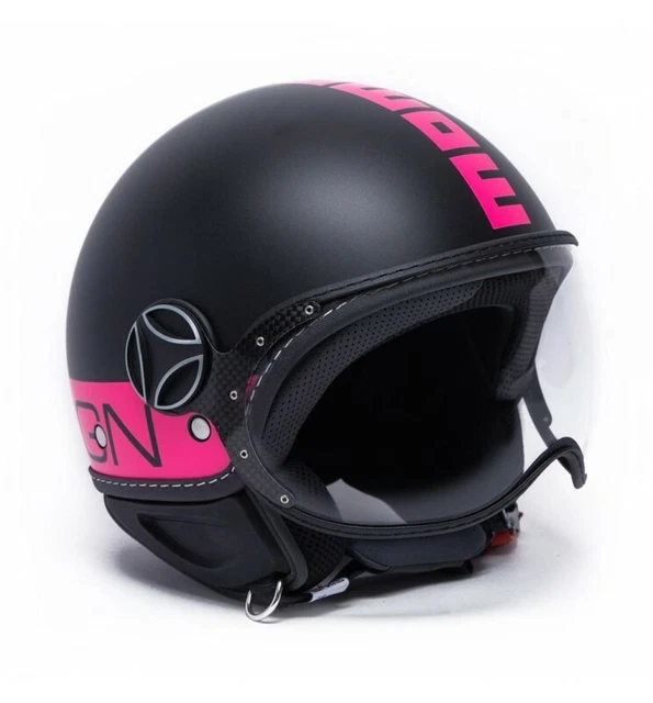 CASCO JET MOMO Fighter Fgtr Classic Nero Opaco Fuxia Opaco Taglia Xs ...