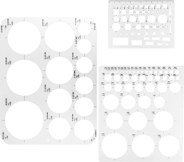 TEMPLATE FOR DRAWING 3Pcs Geometric Ruler for Painting Circle Round ...