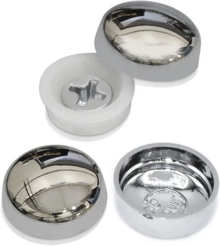 PLASTIC SCREW COVER CHROME 2 Piece Dome Cap Washer Decorative Furniture ...