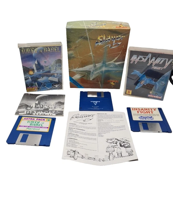 AMIGA GAMES SLAYER Tower Of Babel & Insanity Flight Commodore Disk ...