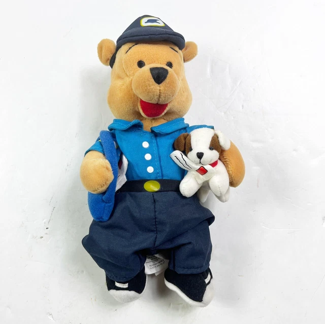 VINTAGE WINNIE THE Pooh Plush Disney Store Mailman Toy Bean Bag Outfit ...