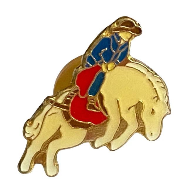VINTAGE RODEO COWBOY Bucking Bronco Pin Button Hat Lapel Tie Vest Horse ...