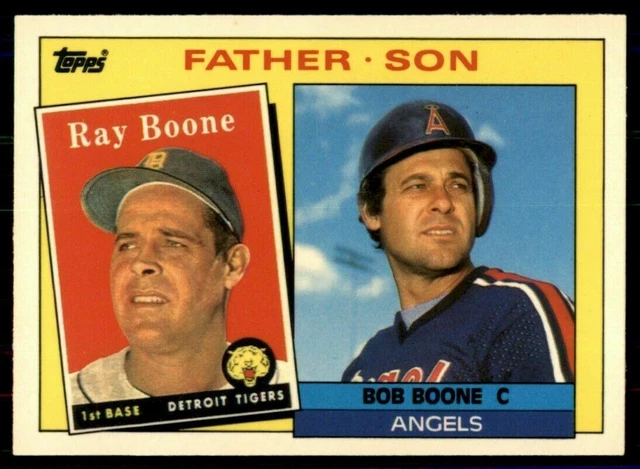1985 FATHER SON #133 Ray Boone/Bob Boone tigres de Detroit/California ...