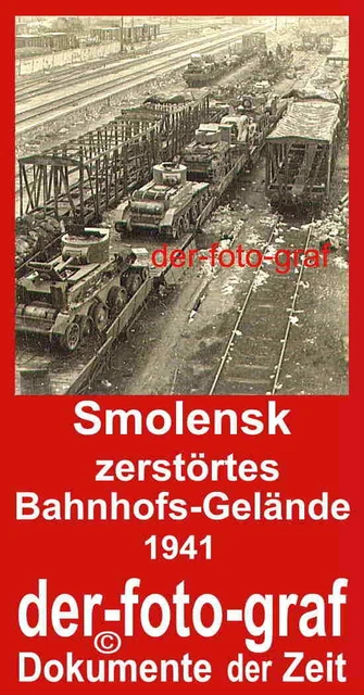 FOTO, RUSSLAND, SMOLENSK, zerstörtes Bahnhofsgelände, Zug mit Panzern ...