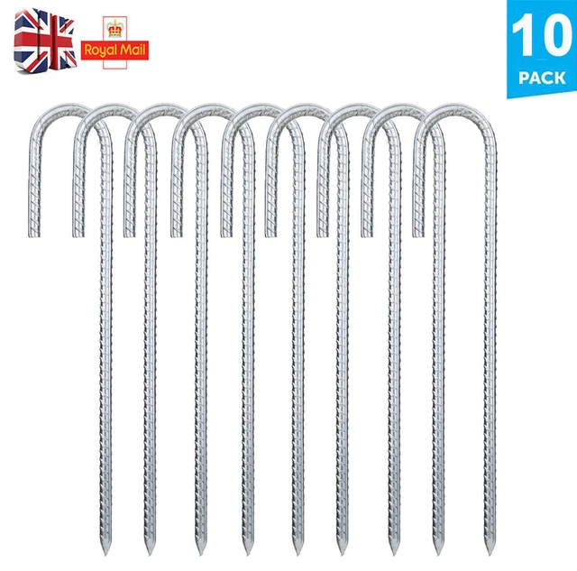 10PCS TENT PEGS Heavy Duty Steel Marquee Ground Stakes 300mm*8mm ...