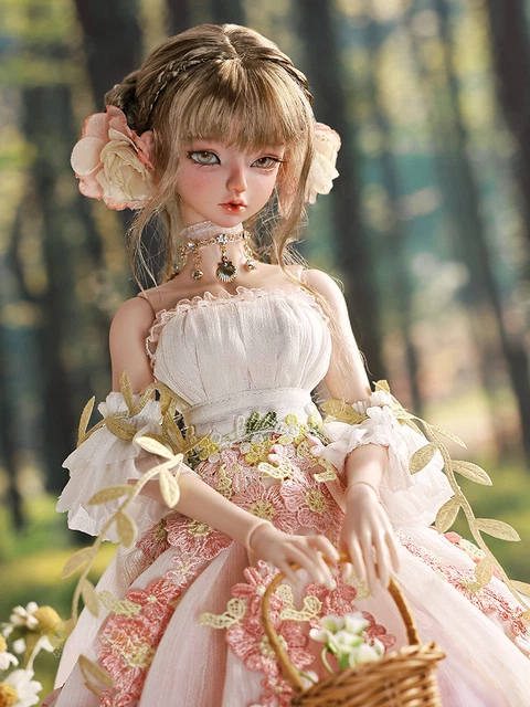 FULL SET 1/4 SD BJD Doll Resin Ball Jointed Face Makeup Eyes Girl Pink ...