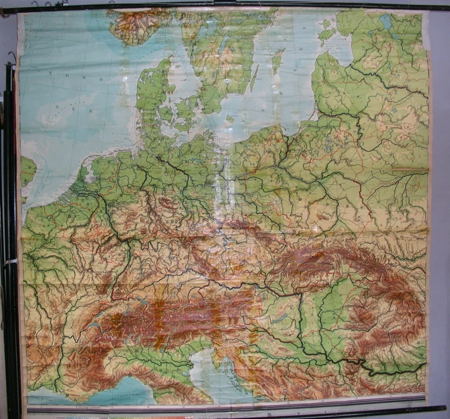 SCHOOL WALL MAP wall map school map old Europe central Europe 1954 900T ...