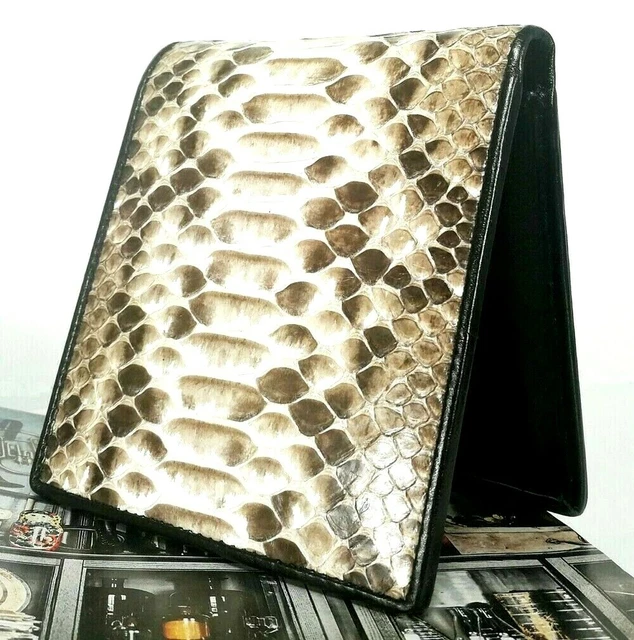 GENUINE SNAKE LEATHER Python Mens Bifold Wallet ID Cards Purse Natural ...