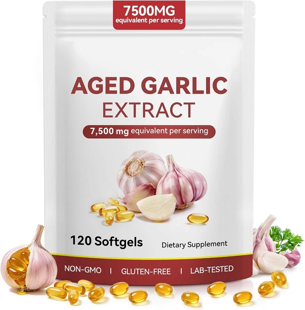 AGED GARLIC EXTRACT-7500MG Odorless Garlic Capsules 24 Months Odourless ...