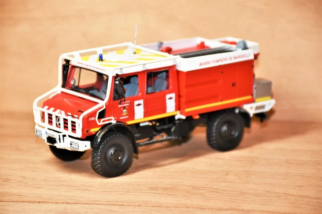 VÉHICULE CAMION MINIATURE Pompier 1/43 CCFM Mercedes Unimog U5000 BMPM ...
