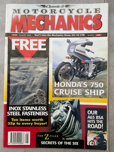 CLASSIC MECHANICS MAGAZINE - August 1999 - CB750F2C, A65, Z1300, XJ550 ...
