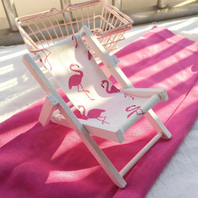 EN BOIS BAMBOU Modèle De Mini Chaise Plage Accessoire Support Téléphone ...