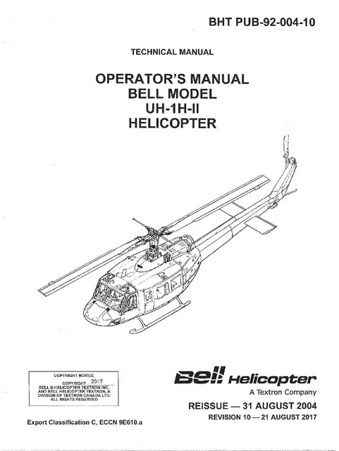 BELL MODEL UH-1H-II HELICOPTER OPERATOR’S MANUAL Rev 10 £80.08 ...