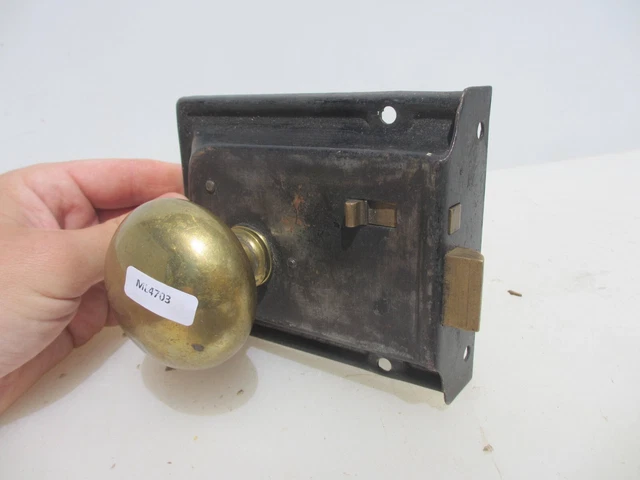 ANTIQUE IRON BATHROOM Door Rim Lock Vintage Old WC Brass Knobs Handles ...