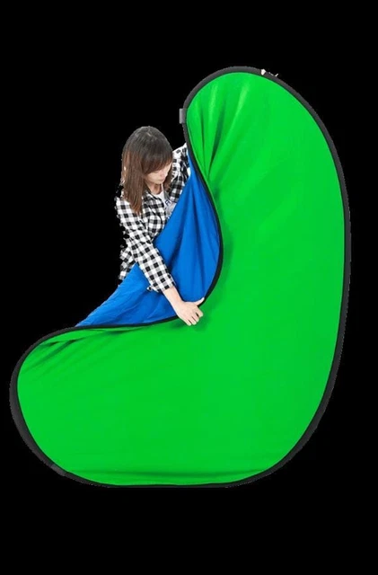 LARGE BLUE/GREEN SCREEN Backdrop Double Collapsible Portable Pop-Up 2m ...
