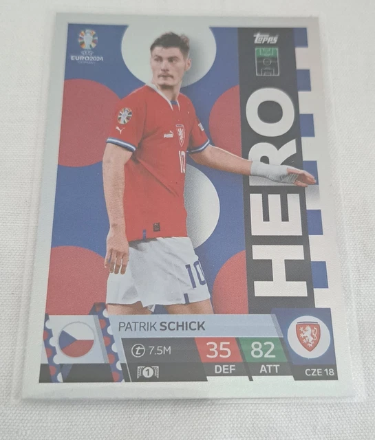 PATRIK SCHICK CARD - Czech Republic - Hero - CZE 18 - Topps UEFA EURO ...