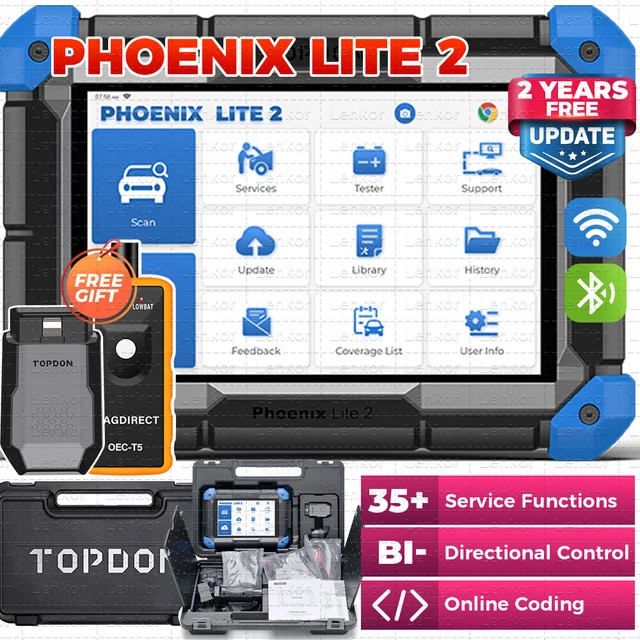 2024 TOPDON PHOENIX Lite 2 Car Diagnostic Scanner Key Coding ...