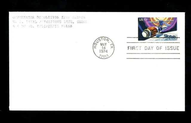 US FDC #1529 démolition sous-marine en relief marine 1974 Houston TX ...