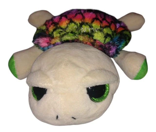 VERY RARE ZAKYNTHOS Sparkly Big Green Eyed Rainbow Fluffy Turtle Plush ...