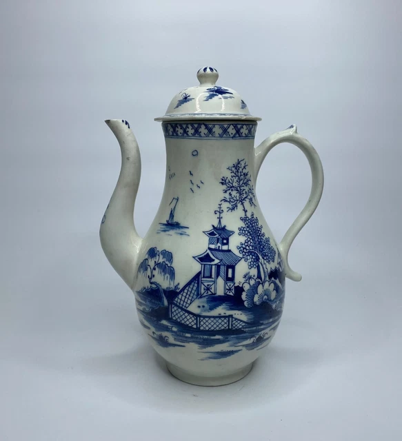 LOWESTOFT PORCELAIN COFFEE pot & cover, c. 1770. EUR 365,51 - PicClick DE