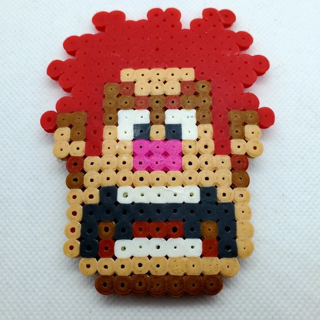 WRECK IT RALPH head pixel art bead sprite 8-bit Perler craft handmade 5 ...