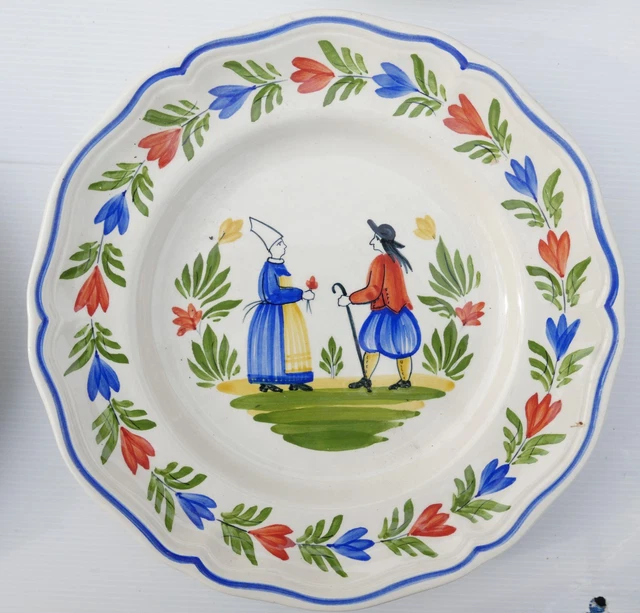 ASSIETTES PLATES FAÏENCE Bretonne Quimper XXème siècle EUR 45,00 ...