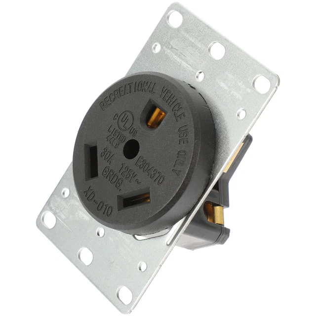 30 AMP RV Receptacle Flush Mounting Electrical Straight American Style ...