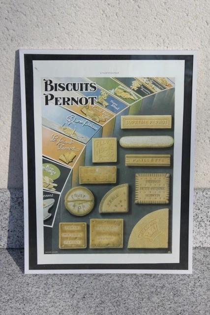 ANCIENNE AFFICHE PUBLICITAIRE originale BISCUITS PERNOT cadre 40x30cm ...