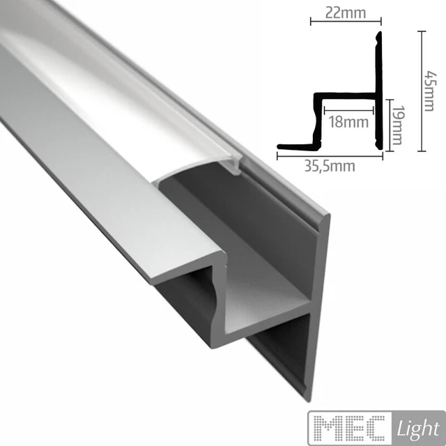 ALUMINIUM PROFIL EINPUTZ-LEISTE Rigips Schattenfuge-18 f. Led Streifen ...