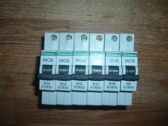6 CRABTREE OLD TYPE STABLOCK TYPE B MCBs 60898 USED . UK POST FREE £15. ...