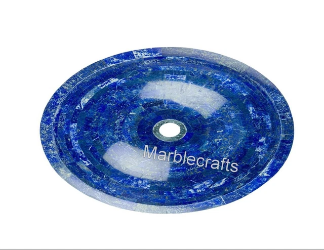 OVAL MARBLE WASH Basin Lapis Lazulu Stone Overlay Work Sink with ...