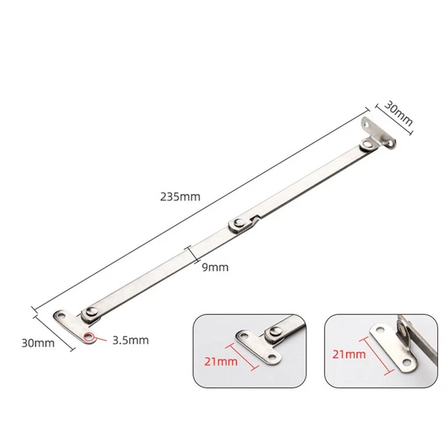 DOOR STAY HINGES Silver Stainless Steel Two-fold Activity Rod Vertical ...