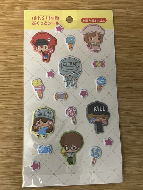 HATARAKU SAIBOU CELLS AT WORK x SANRIO STICKER SET JAPAN WHITE RED ...