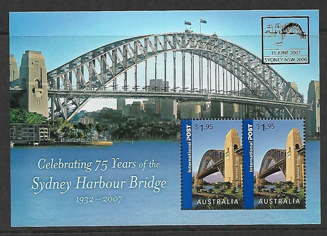 2007 75 YEARS Sydney Harbour Bridge Mini Sheet Gold Overprint Sydney ...