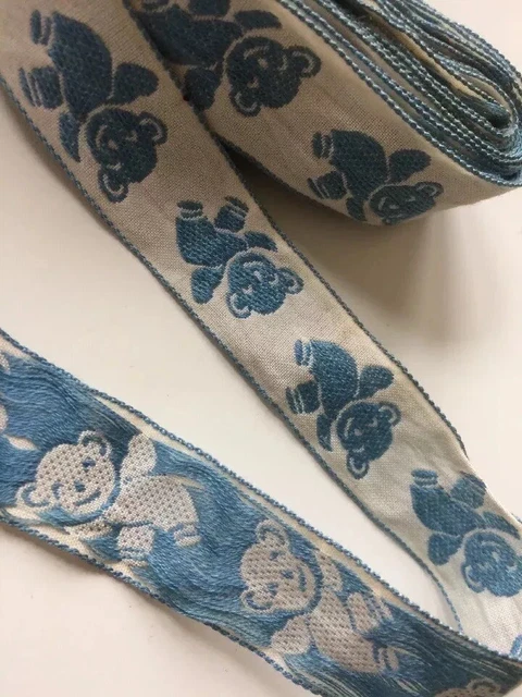 VINTAGE TRIM RIBBON Teddy Bear Edging Blue Sewing 2 Yards $62.83 ...