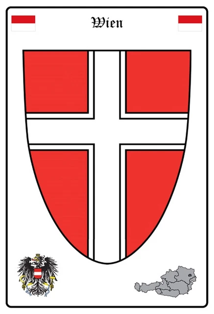 SCHILD MOTIV &WIEN& Wappen Landkarte Österreich 20 x 30 cm Blechschild ...