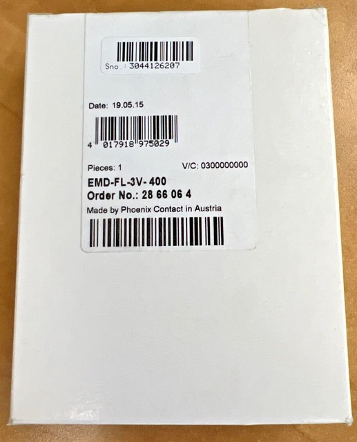 PHOENIX CONTACT EMD-FL-3V-400 2866064 Monitoring Relay *New in Box ...