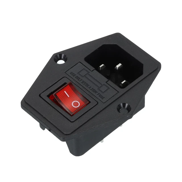 POWER SWITCH 10A 250V AC Rocker Switch IEC320 C14 Inlet Male Power ...