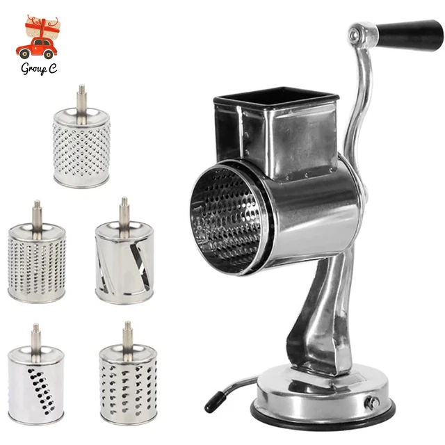 ROTARY CHEESE GRATER Hand Drum Slicer Crank Vegetable Chopper Stainless ...