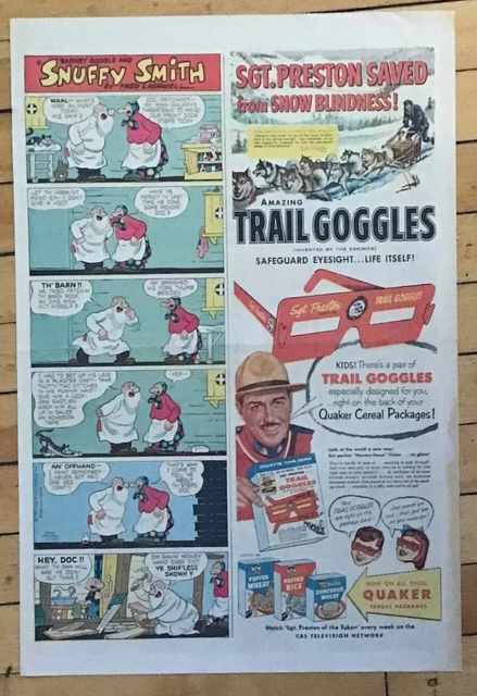 SUNDAY COMIC SECTION newspaper ad for Quaker cereal - Sgt. Preston ...
