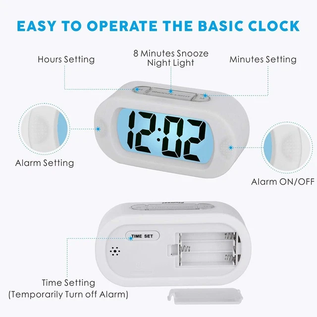 RÉVEIL NUMÉRIQUE ADAPTÉ aux enfants pour voyager avec sommeil et veilleuse EUR 23,69 - PicClick FR