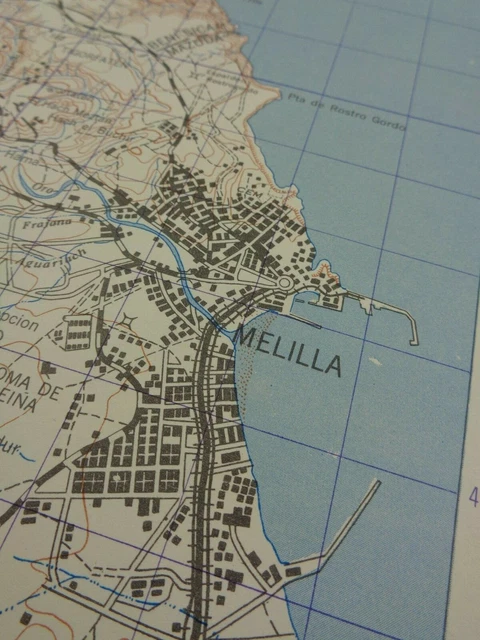 WW2 US ARMY Map of NORTH AFRICA entitled "MELILLA" (SPANISH MOROCCO) £ ...