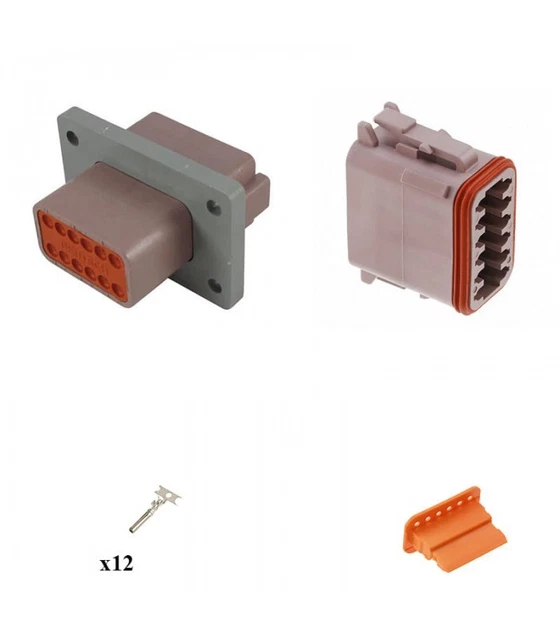 KIT CONNECTEUR DT series male femelle pour panneau 12 Voies marron EUR ...