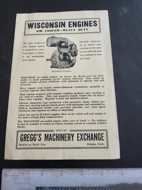 VINTAGE ORIGINAL 1930S 1940s Wisconsin Engine Brochure Gregg's ...