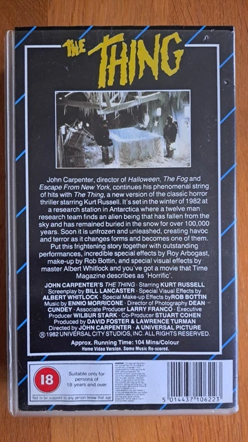 THE THING VHS Video Tape 1982 John Carpenter Horror PAL £20.00 ...