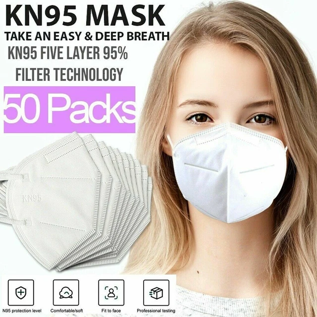 KN95 PROTECTIVE 5 Layers Face Mask [50 PACK] BFE 95% PM2.5 Disposable ...
