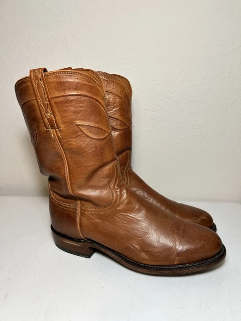 LUCCHESE SINCE 1883 Cowboy Boots Men’s Sz 9 D Brown Leather Roper Style ...