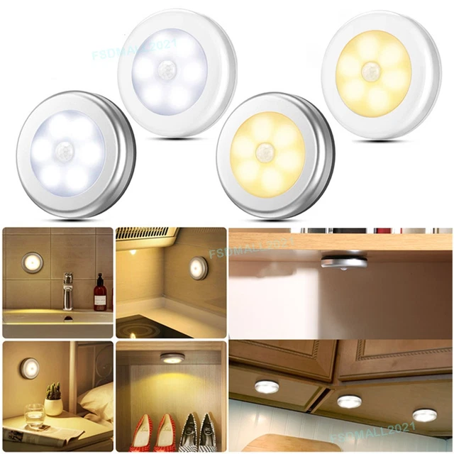 6 LED MOTION Sensor Lights PIR Wireless Night Light Battery Cabinet Stair Lamp £9.83 - PicClick UK