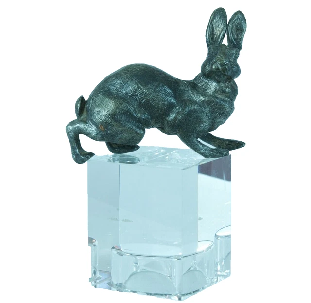 ANCIEN BRONZE SCULPTURE animalière Lièvre aux aguets Lapin 1900 EUR 379 ...
